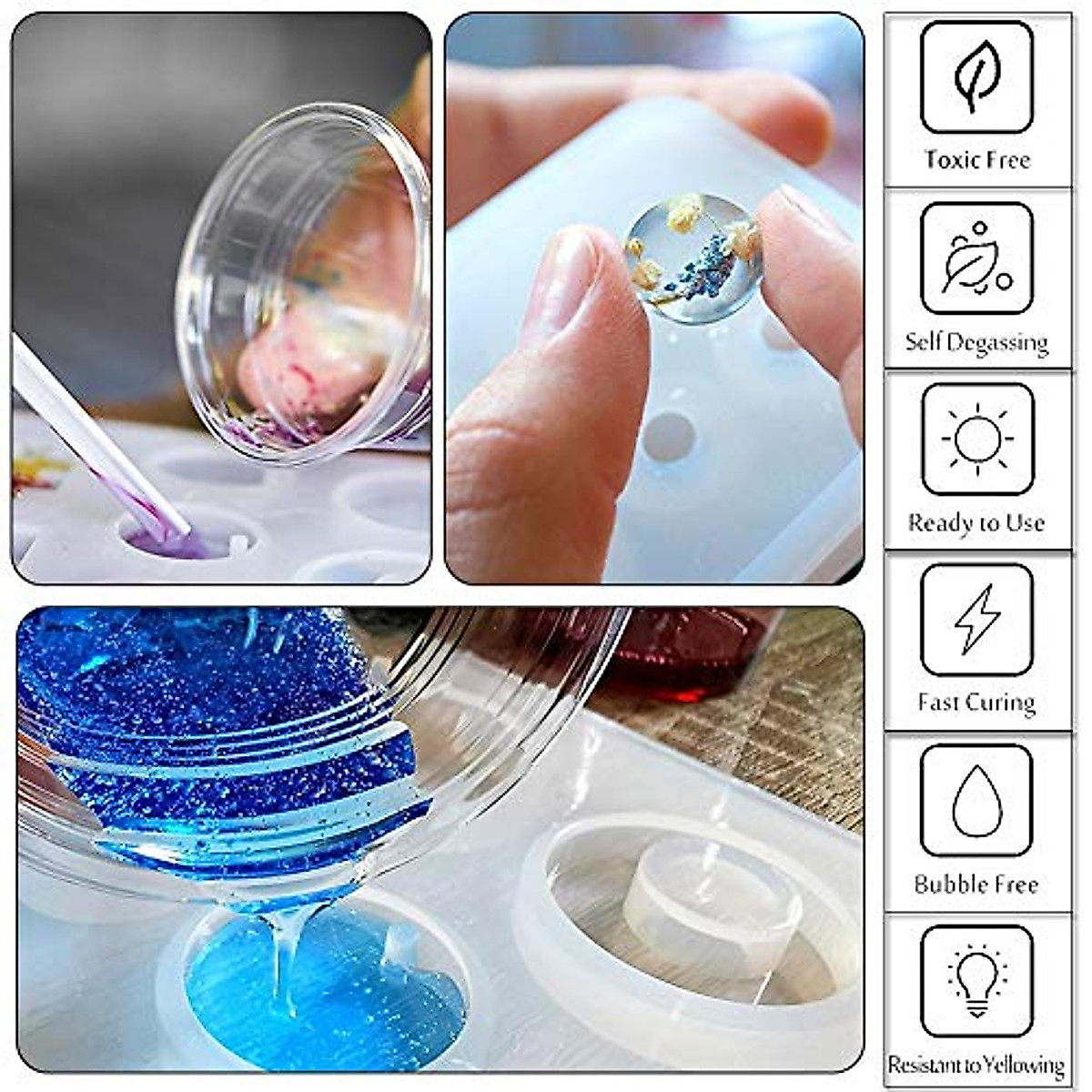 UV Resin Kit Clear Crystal for Jewelry Making 200g, Hard Type UV Epoxy Resin Glues Craft Kit for Molds with Starter Tool Kit by Puduo