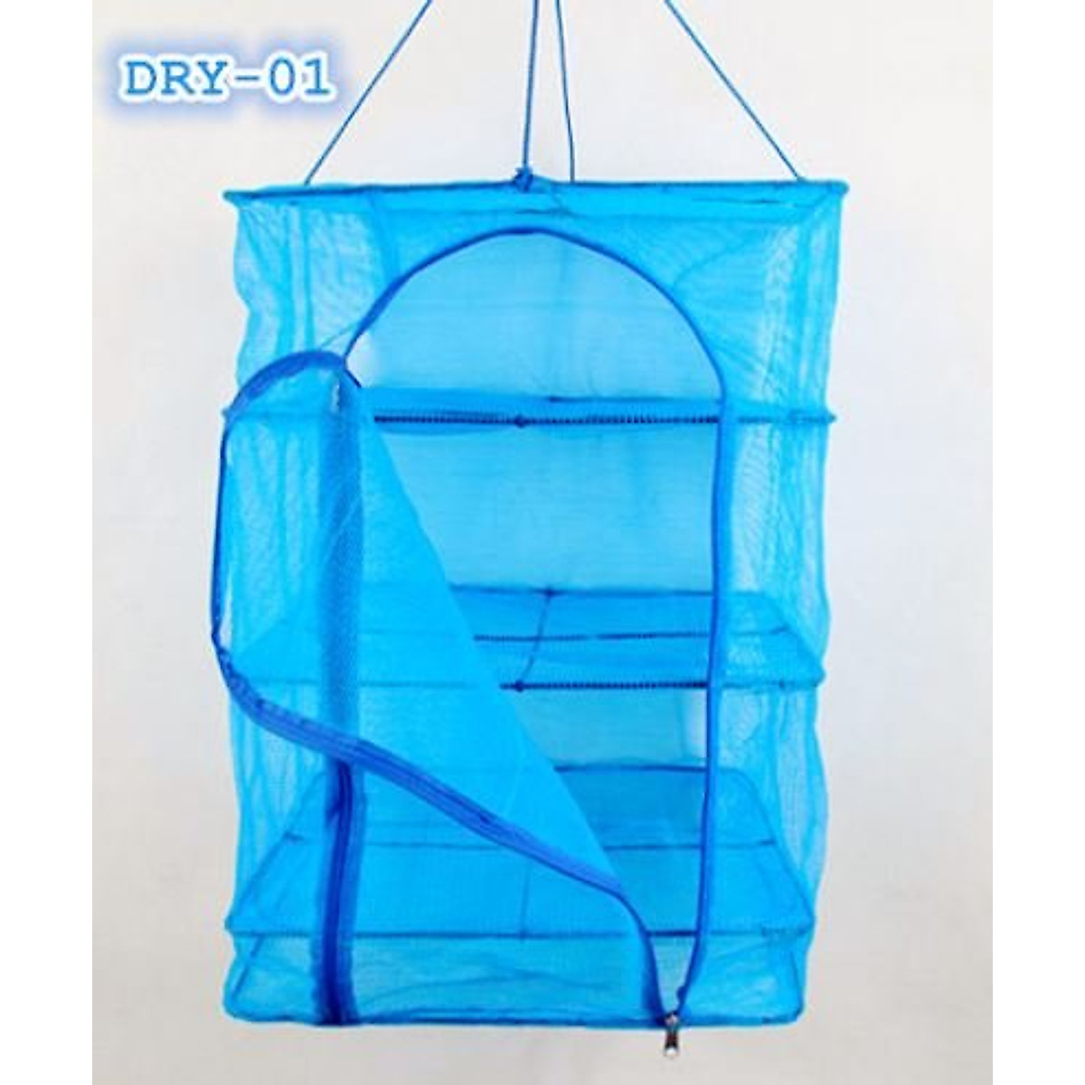 Food Dehydrator 3 Tray Hanging Drying Net/Non Electric/For Drying Herbs, Fruits, Vegetables, Fish (15.7 x 15.7 x 21.5 Inches, Blue)