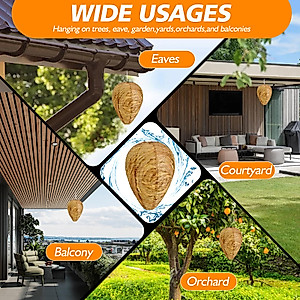 4Pack Fake Wasp Nest Decoy Outdoor Waterproof, Fake Hornet Nest Decoy Waterproof, Brown, TangBoo