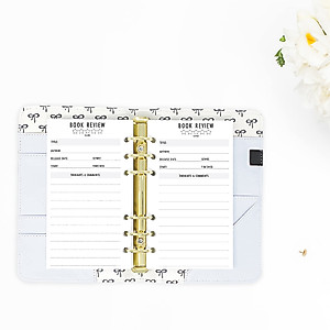 Personal Book Review Planner Insert Refill, 3.74 x 6.73 inches, Pre-Punched for 6-Rings to Fit Filofax, LV MM, Kikki K, Moterm and Other Binders, 30 Sheets Per Pack