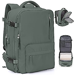 VGCUB Carry on Backpack,Large Travel Backpack for Women Men Airline Approved Gym Backpack Waterproof Business Laptop Daypack,Olive Green