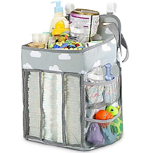 Hanging Organizer for baby Diaper Changing Table & Crib-Multiple Pockets-Diaper Holder for Newborn Baby Boy & Girl- 20x5.12x26 inches, Grey, BH1052