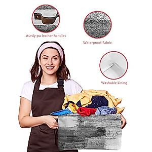 Oil Painting Abstract Storage Bins 2 Pack, Large Waterproof Storage Baskets for Shelves Closet, Geometric Black White Grey Storage Basket Foldable Storage Box Cube Storage Organizer with Handles