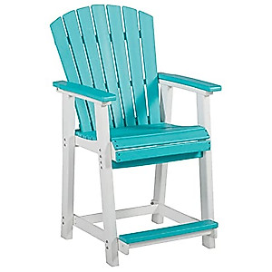 Signature Design by Ashley Outdoor Eisely HDPE Patio Barstool, 2 Count, Turquoise
