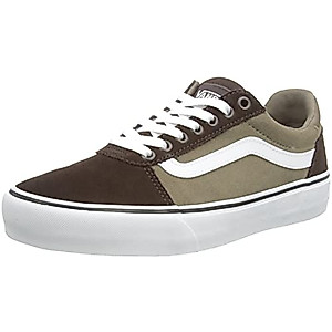 Vans Unisex Ward Deluxe Retro Suede - Low Platform Lace-up Sneaker - Brown/White Women 12 Men 10.5