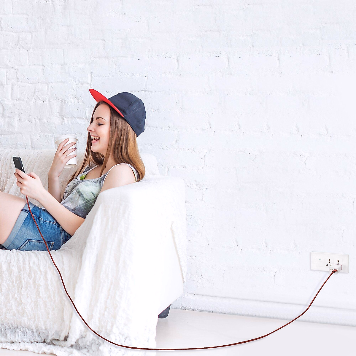 Micro USB Cable 10ft with 3A Fast Charging, 2Pack Ultra Durable 10ft Nylon Braided Charger Cords for Galaxy S7/S6/J8/J7 Note 5,Kindle,LG,PS4,Camera,Xbox One and More (Red + Blue)