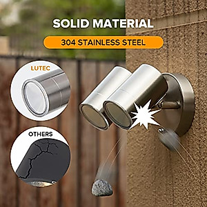 LUTEC 900 Lumen 11W LED Wall Light Outdoor, 3000K Waterproof Stainless Steel Modern Flood Light, Adjustable Dual-Head Exterior Light Fixture Wall Sconce for Porch Patio Garage Garden