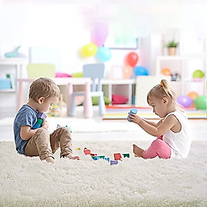 Ucomn Super Soft Rug 5 x 8 Feet, Indoor Shag Area Rug, Fluffy Anti-Skid Shaggy Rug for Apartment, Dorm, Bedroom, Living Room, Furry Carpet for Kid, Ivory