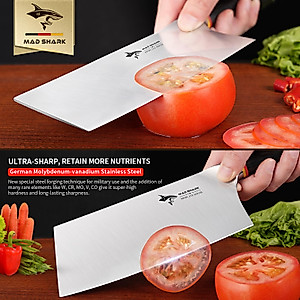 MAD SHARK 7 inch Heavy Duty Kitchen Knife, Professional Sharp Vegetable Cleaver, German Military Grade Composite Steel with Ergonomic Handle, Chef Knife for Home Kitchen Cook Cutting, Chopping