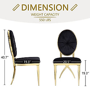 ACEDÉCOR Dining Chair Set of 4, Black Velvet Dining Room Chair with Round Back & Gold Unique Legs, Luxurious Dining Chair in Black and Gold