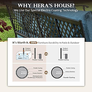 HERA'S HOUSE Patio Furniture Sofa, All-Weather Outdoor 3 Seats Couch, Outdoor Patio Couch with Deep Seating and Olefin Cushions for Lawn Garden Backyard, Navy Blue