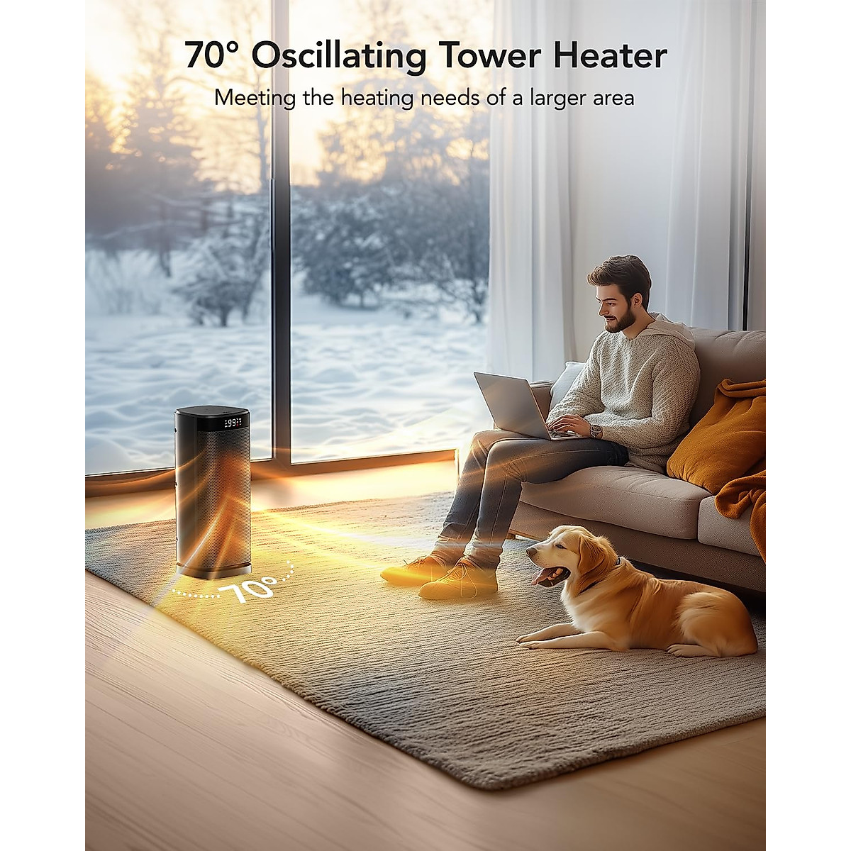 iDOO Space Heaters for Indoor Use, Portable Heater for Office, Small Bedroom & large Room, Electric Tower Heating with Remote, Ceramic Fast Heat - Calentones Eléctricos para Cuarto - christmas gifts