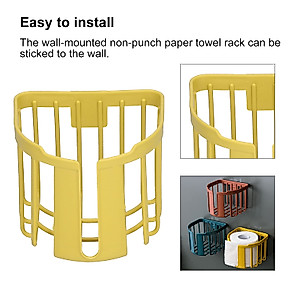 Mokernali Toilet Paper Holder, Wall‑Mounted Self Adhesive Toilet Roll Holder No‑Punch Toilet Shelf with No-Punch Sticker for Home Bathroom Kitchen(Yellow)