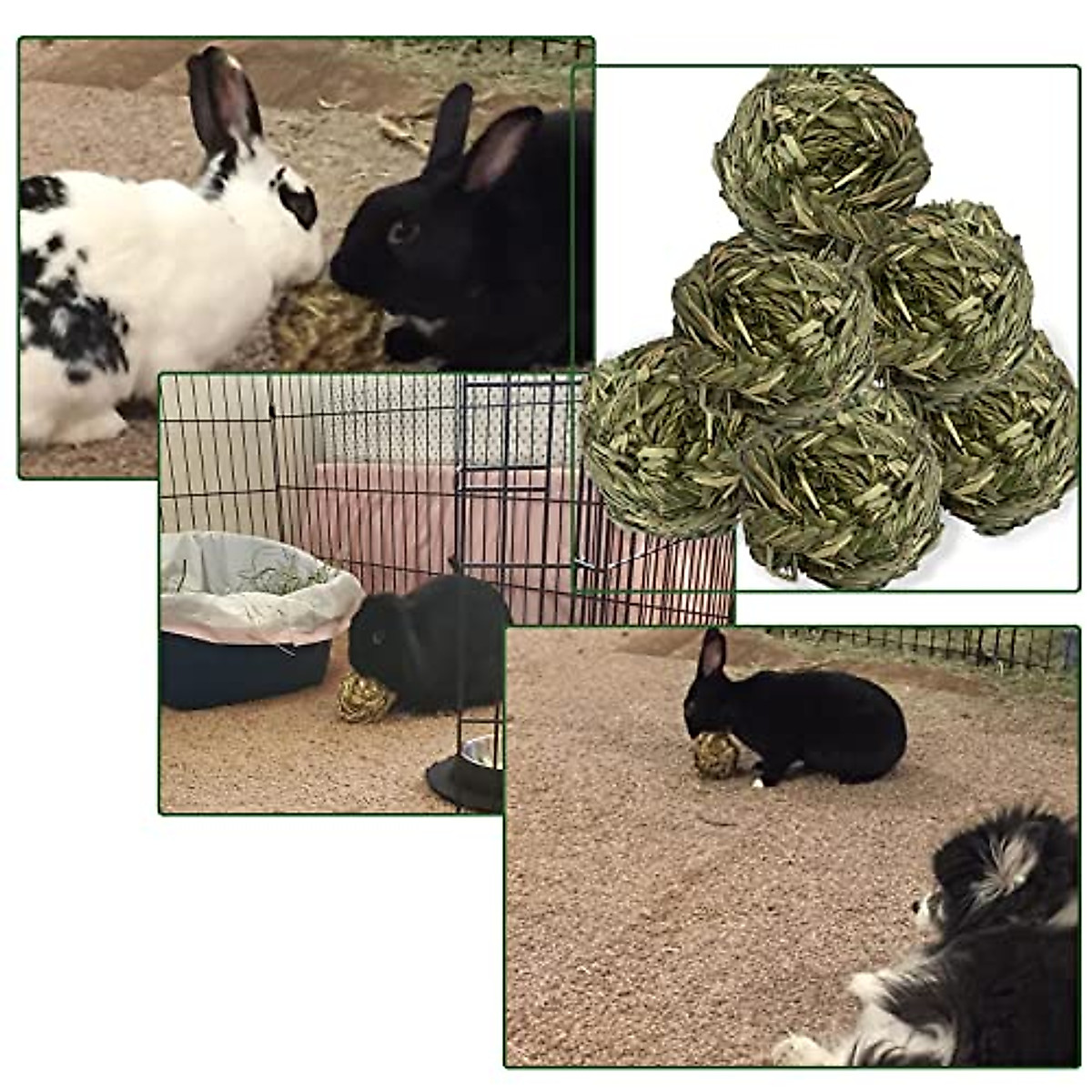 MUYG 6 Pcs Bunny Timothy Grass Ball Natural Chew Toy Woven Chewing Toys Rabbit Molar Small Animals Teeth Grinding Suitable for Hamster Totoro Gerbils Guinea Pig Squirrel