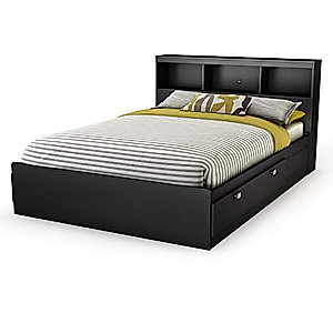 South Shore Spark Bookcase Headboard, Full, Pure Black