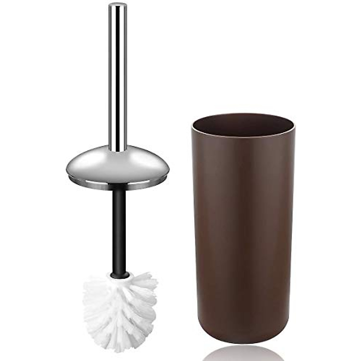 6 Pcs Plastic Bathroom Accessory Set Luxury Bath Accessories Bath Set Lotion Bottles, Toothbrush Holder, Tooth Mug, Soap Dish, Toilet Brush, Trash Can, Rubbish Bin (Brown)