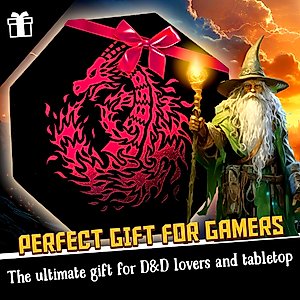 Fantasydice Red Fire Dragon Dice Tray with Lid – 9" Octagon with Dice Staging Area, Holds 5 Dice Sets – Perfect for D&D, Call of Cthulhu, Shadowrun, and All Tabletop RPGs
