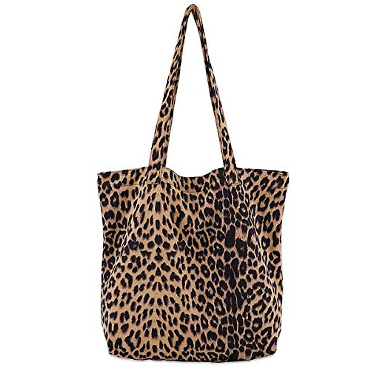 Leopard Tote Bag Women's Vintage Suedette Material Cheetah Printing Shoulder Bag Large Casual Slouchy Travel Bag