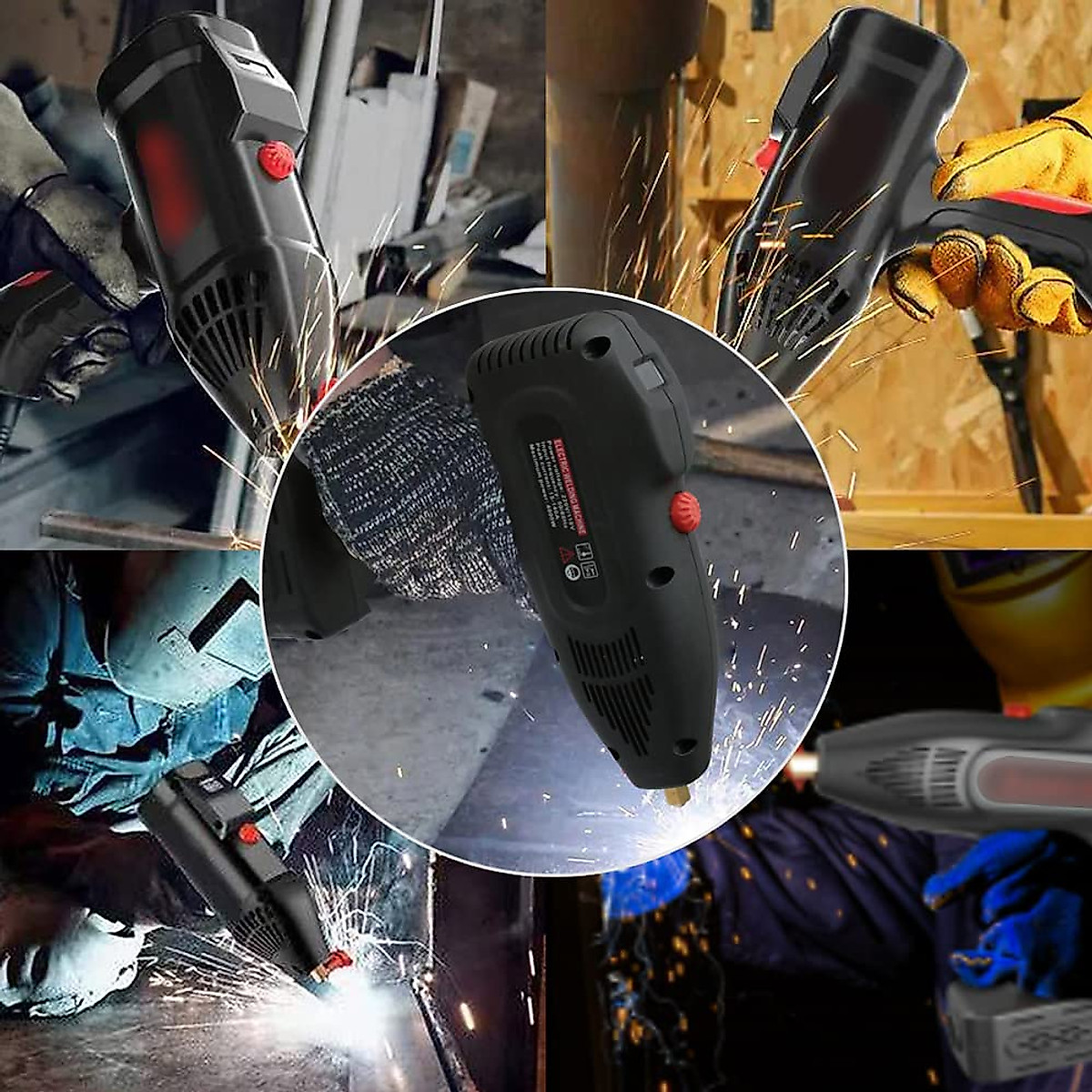 genmine Handheld Welder Gun Portable Electric Welding Machine, 110V Small Welder, Dual-Purpose Arc Welding Machine, Electric Household Automatic Digital Welding Machine with Ground Clip and sotage Bag