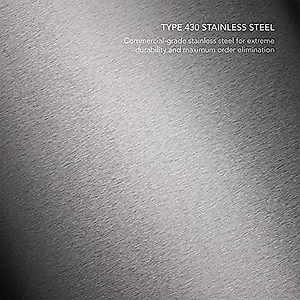 NINESTARS 13 Gal Stainless Steel Semi Round Open Top Trash Can w/ Finger Print Resisting Brushed Finish and Ring Liner, Silver Can, Black Lid (2 Pack)