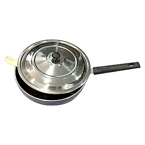Nonstick Frying Pan Aluminum Cookware Deep Fry Pan with Steel Lid Cooking Pan Frying Skillet (260 MM)