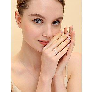 EAMTI 925 Sterling Silver Wedding Bands for Women Cubic Zirconia Full Eternity Stackable Band Ring Size 7