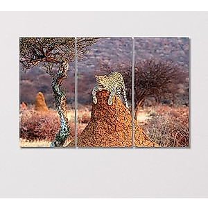 Leopard on a Termite Hill Namibia Africa Canvas Print 1 Panel / 36x24 inches