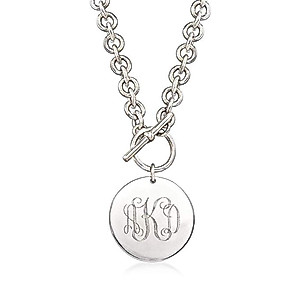 Suxerlry Personalized Monogram Necklace Sterling Silver Toggle Clasp Custom with 3 Initials (Silver)