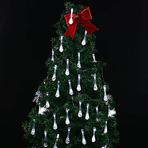 Solar String Lights, 22.9ft 50 Advanced Waterproof Water Drop Mode LED Solar Fairy Lights, Outdoor Saint Valentine's Day Lights for Patio, Lawn, Home, Garden, Wedding, Party Decorations