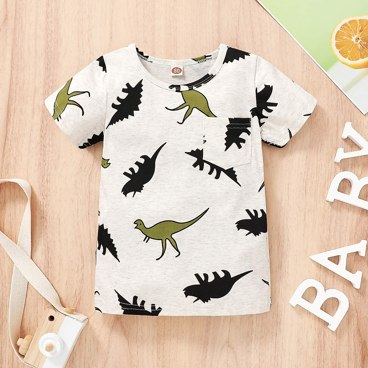 YOUNGER TREE Toddler Baby Boy Summer Clothes Dinosaur T-Shirt and Shorts Boy Outfits 12 Months to 4T（Blue,18-24 Months