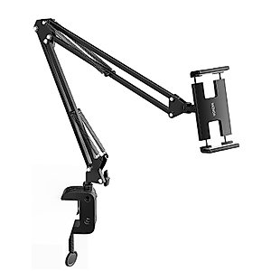UGREEN Tablet Stand Holder for Bed Long Arm Adjustable Tablet Mount Flexible Clamp Desktop Stand Overhead Compatible for iPad Pro 10.5,9.7, Air Mini 5 4 3 2, iPhone, E-Reader, Black