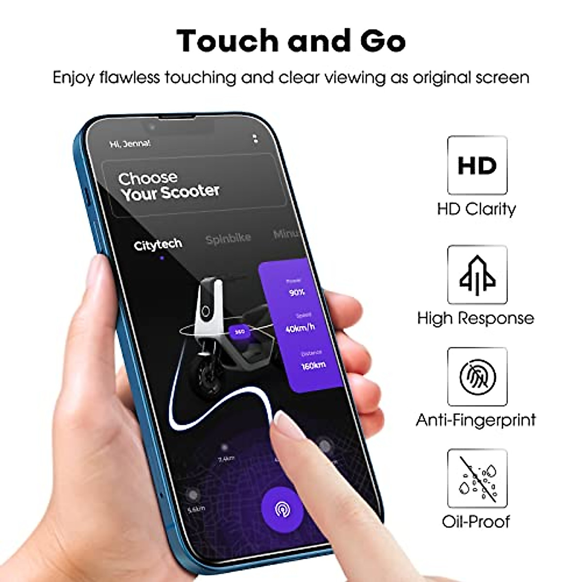 JETech Full Coverage Screen Protector for iPhone 13/13 Pro 6.1-Inch, Tempered Glass Film with Easy Installation Tool, Case-Friendly, HD Clear, 3-Pack