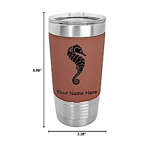 LaserGram 20oz Vacuum Insulated Tumbler Mug, Seahorse, Personalized Engraving Included (Faux Leather, Dark Brown)
