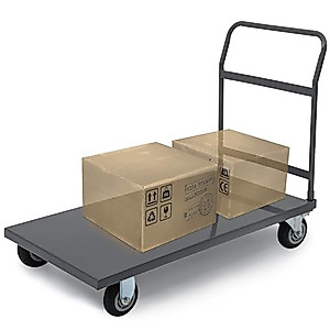 YITAMOTOR Platform Truck Push Dolly, 2000lb Capacity Push Cart Heavy Duty Rolling Flatbed Cart, Large Portable Dolly with 4 Swivel Wheels for Loading(2 Wheels with Brake)(47" L x 24" W)