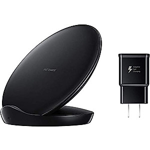 SAMSUNG Qi Certified Fast Charge Wireless Charger Stand (2018 Edition) Universally Compatible with Qi Enabled Smartphones - US Version - Black - EP-N5100TBEGUS