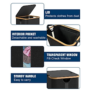 CHAMUTY Large Laundry Basket, Clothes Hampers for Laundry, Dirty Clothes Hamper, Foldable & Space Saving (Black)