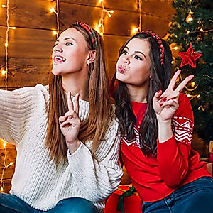 Christmas Headbands for Women Girls, TOBATOBA 3 PCS Christmas Hair Accessories Christmas Headbands for Kids, Fashion Plaid Headbands Holiday Hairbands Christmas Stocking Stuffers for Women Girls