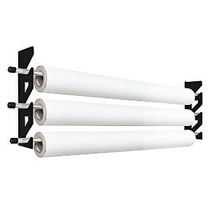 Generic 3 Roll Black Wall Mount Storage System Rack Kit for Car Vinyl & Tint- Large Sign & Banner Material Holder, Fabric Spool Convenient Craft Stand (With 68"" Poles, Black Powder Coating)