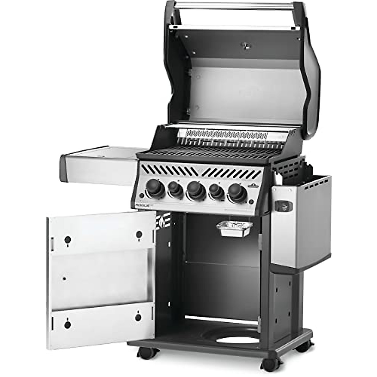 Napoleon Rogue SE 425 BBQ Grill, Stainless Steel, Propane - RSE425RSIBPSS-1 - With Three Main Burners, Infrared Rear And Side Burner, Barbecue Gas Cart, Folding Side Shelves