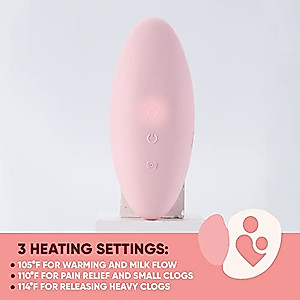 MomPrize Warming Lactation Massager for Breastfeeding - Breast Vibrant Massager with Heat for Pumping, Clogged Milk Ducts Relief, Support for Engorgement and Mastitis (Pink)