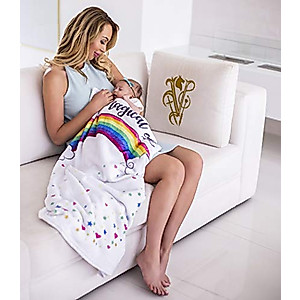 Baby Monthly Milestone Blanket, Cute Unicorn Design | Thick Fleece for New Mom | Newborn Baby Age Blanket for Girls | Photography Prop Background Blanket