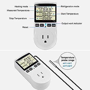 KEBIDU Digital Temperature Controller Reptile Thermostat Controlled Cooling Heating Pet Mat Pad Outlet Plug Timer for Reptiles Aquarium Homebrew Greenhouse Fermentation ℉/℃ 15A 1800W