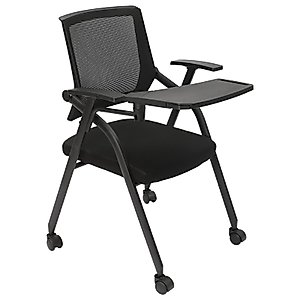WUPYI Conference Room Chairs with Table, Stackable Foldable Ergonomic Reception Office Chair with Lumbar Support, Armrest,Mesh Bouncing Back and Wheels,for Guest,Meetings,Waiting Room