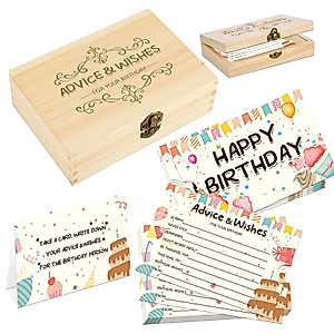 1DFAUL 60pcs Birthday Wishes Cards, Guest Book Advice Cards Box for Birthday Party, Advice And Wishes for Birthday Games, for 16th, 18th, 30th, 40th, 50th, and Any Age, Birthday Party Favors