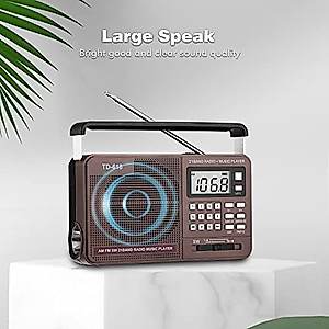 Portable AM FM SW Radio with Best Reception, LCD Display, Support USB Flash Drive and TF Card, AC Charge and Rechargeable Battery Power Transistor Shortwave Radio with Big Speaker and Earphone Jack
