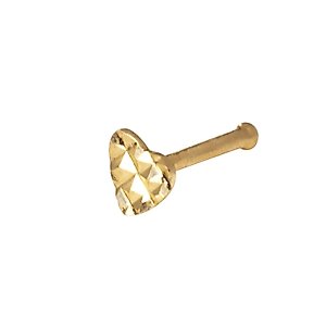 14k Yellow Gold Sparkle Cut Love Heart Body Piercing Jewelry Nose Stud Jewelry for Women