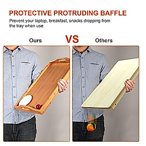 Moclever Breakfast Tray Table with Folding legs - Serving tray bamboo - dinner trays, tea tray, bar tray, bed trays for eating or any food tray - good for parties, Reading, Laptop, Working or bed tray