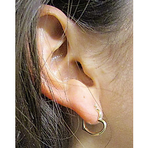 14K Gold Heart Shaped Hoop Earrings (2mm thick), 16-20mm. (16mm Yellow Gold)