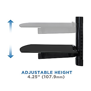 Mount-It! Floating TV Shelf, Wall Mounted Shelf for Receiver, Cable Box, PlayStation, Xbox, DVD Player, Projector and AV Components, 17.6 Lbs Capacity, 1 Shelf, Tinted Tempered Glass Black