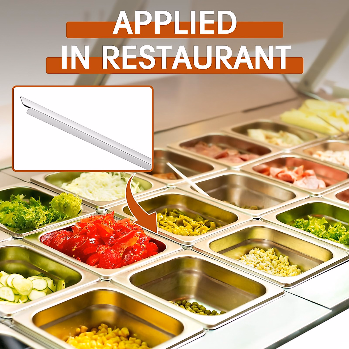 Zonon 12 Pcs Stainless Steel Adaptor Bar, Long Food Bar Divider Bar Metal Steam Table Adapter Bar for Hotel Restaurant Catering Home Commercial Food Service Accessories (12.8")